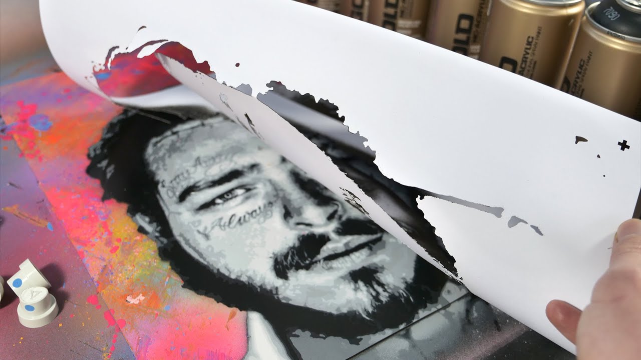 Realistic Multi Layer Post Malone Stencil Painting - YouTube