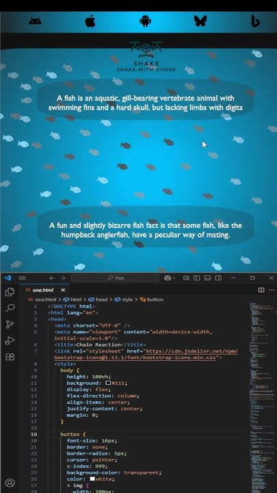HTML CSS FISH ANIMATION BY USING #javascript | Aquarium in Code?! 🐟💻 #shorts #shortvideo - YouTube