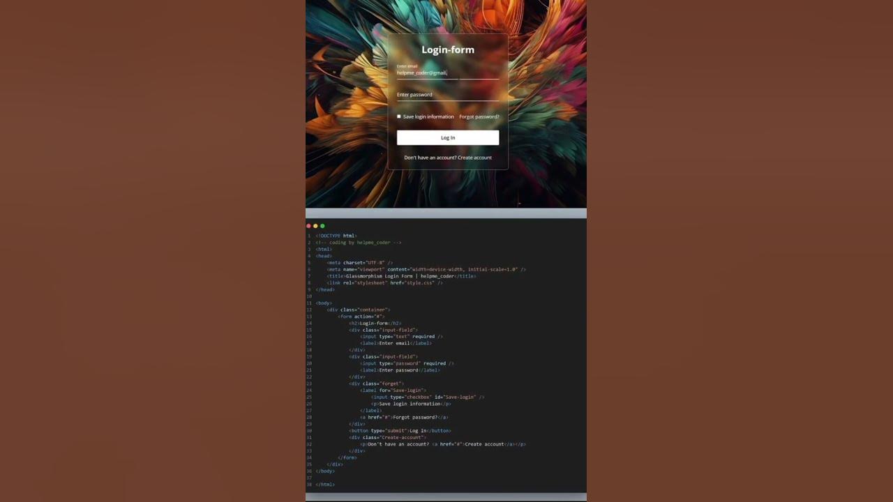 Login In Html And Css Coding Htmlcss Webdesign Html Python