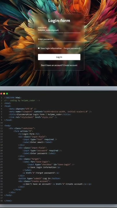 Login In Html And Css Coding Htmlcss Webdesign Html Python