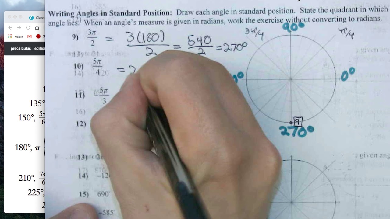 Pre-Calculus 4.1 Part 2 Angles and Radians - YouTube