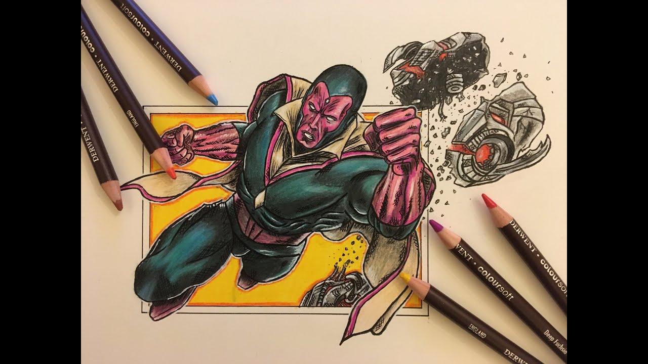 Vision and Ultron drawing! Marvel comic art! Coloursoft and Polychromos ...