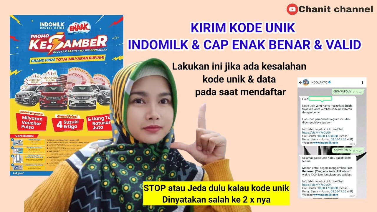 KIRIM KODE UNIK INDOMILK & CAP ENAK DENGAN BENAR & VALID - YouTube