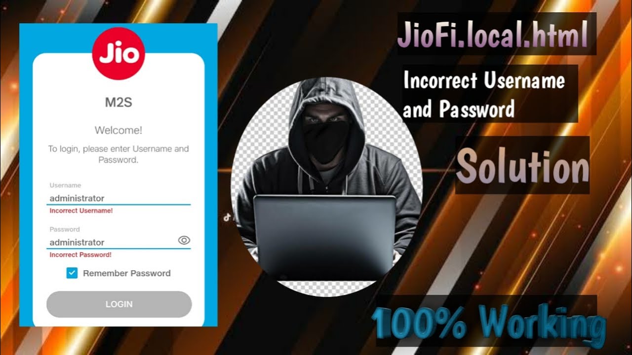 JioFi.local.html/ Incorrect Username and password Problem Solved # If ...