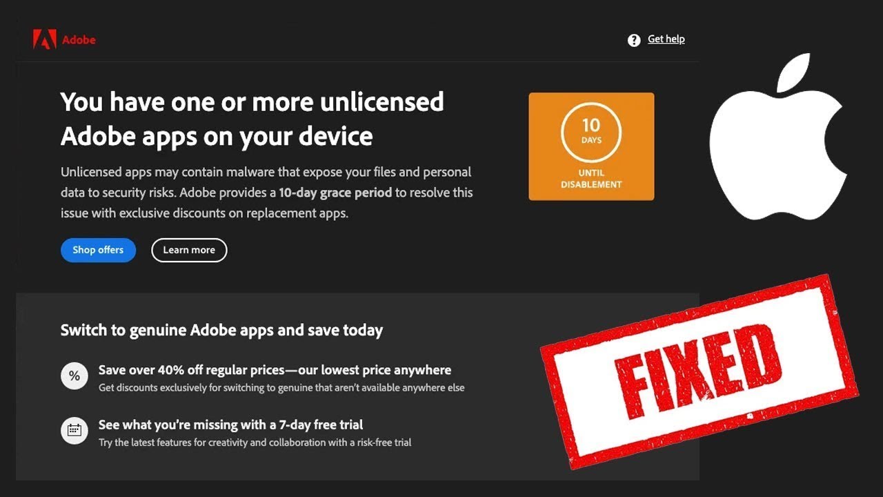 How To Fix The "Unlicensed Adobe App" Popup on macOS Error - YouTube