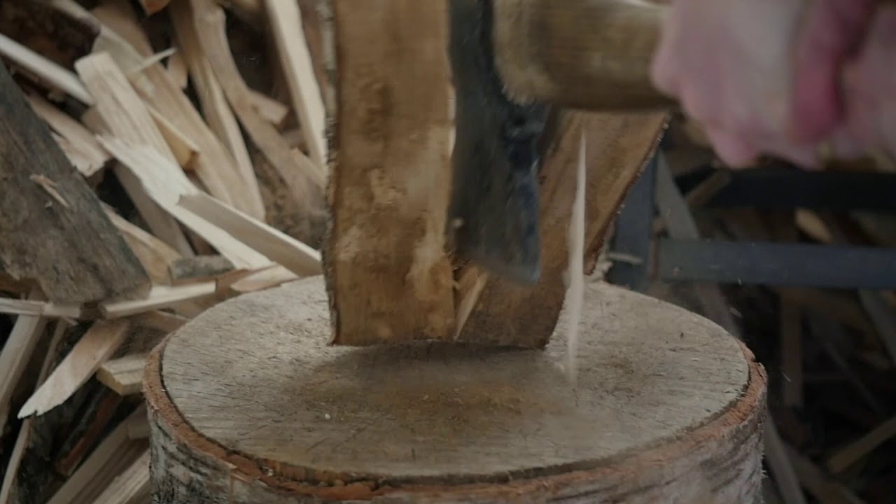 Cutting wood with an axe in slow motion. Free HD video footage - YouTube