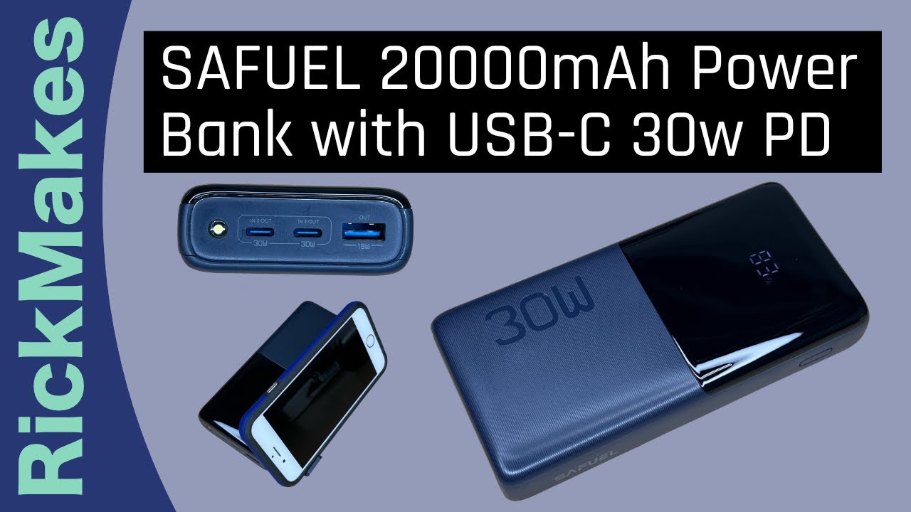 SAFUEL 20000mAh Power Bank with USB-C 30w PD - YouTube