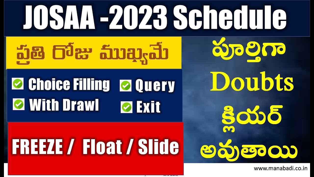 JOSAA Schedule - what is Choice filling, withdrawl, exit, query respond ...