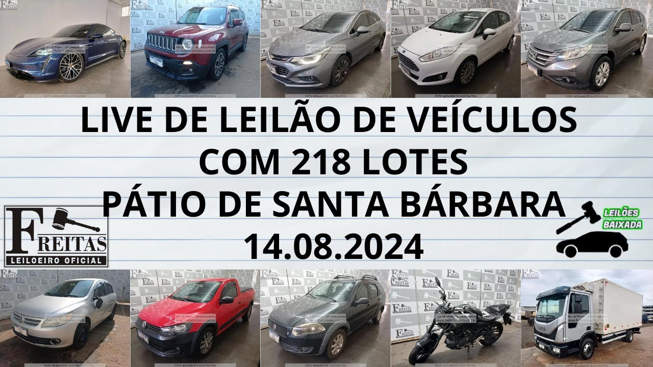 LIVE DE LEILÃO DE VEÍCULOS NO FREITAS LEILOEIRO COM 218 LOTES DO DIA 14 ...