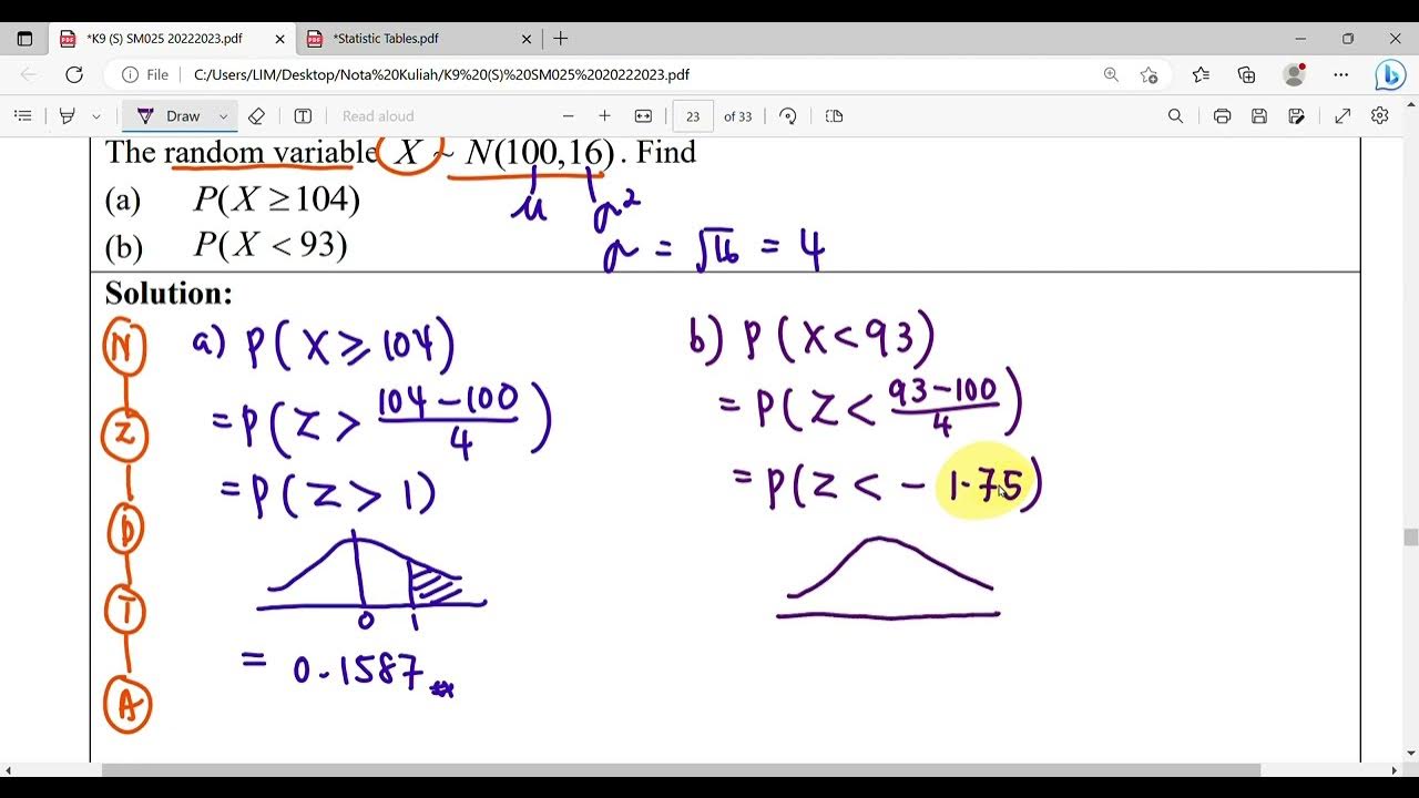 N9.3 E16 Normal: Find The Probability Using Table - YouTube