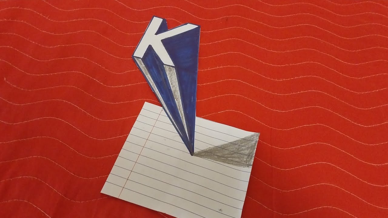 How to Draw 3D "K" 3D illusion floating word art trick on Paper easy ...