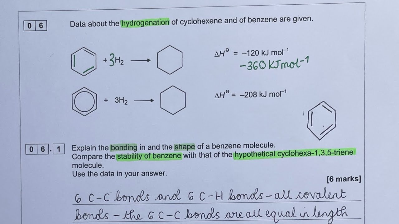 Worked exam answer - AQA A level benzene level marked question - YouTube