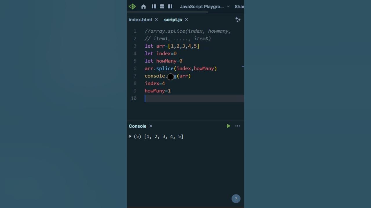 JavaScript Tricks | Array.splice() Method | #shorts #codingshorts - YouTube