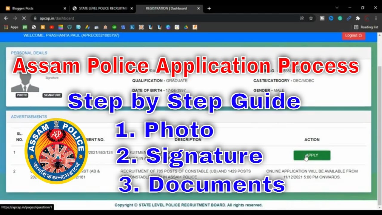 Assam Police Application Process || Step by Step Guide - YouTube