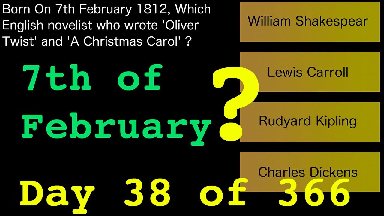 On This Date 7th February General Knowledge Pub Trivia/Quiz. Day 38 of ...
