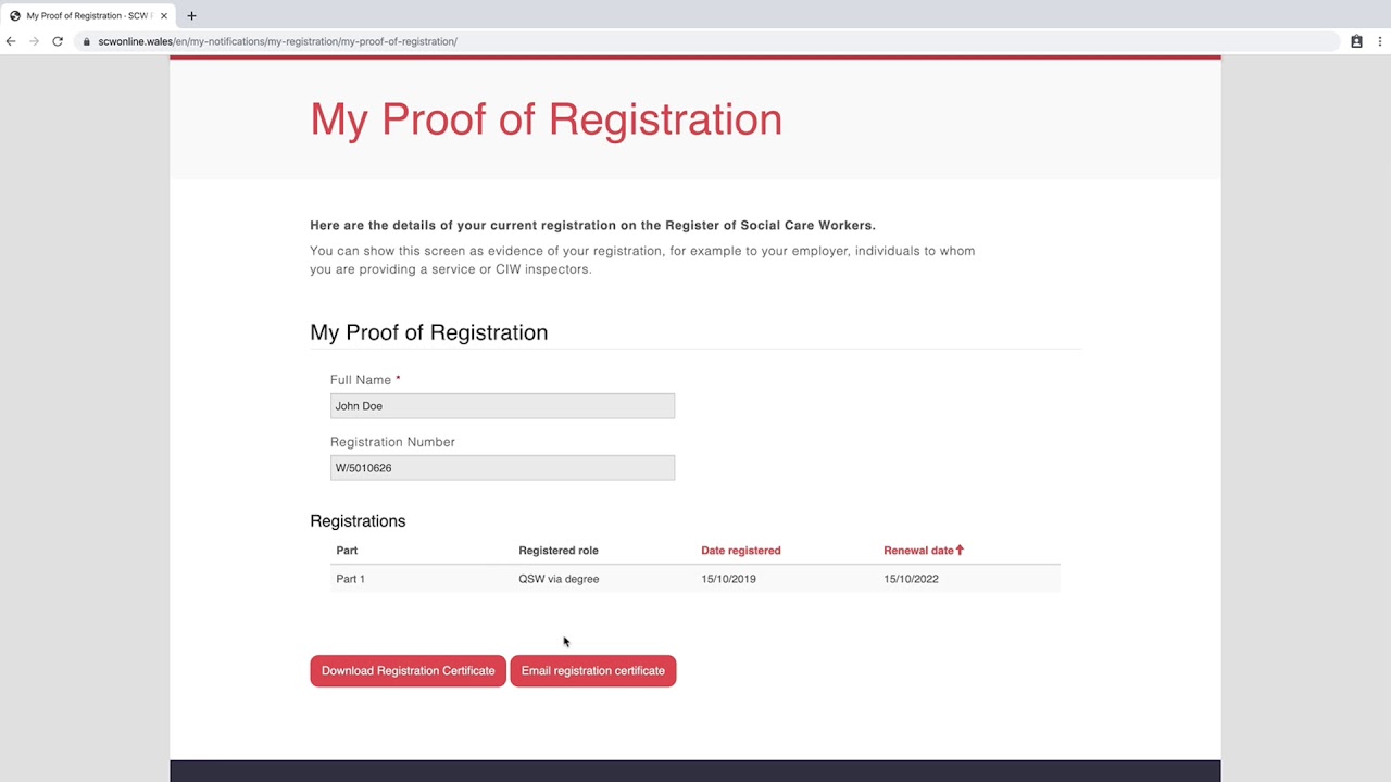 SCW Proof of Registration - YouTube