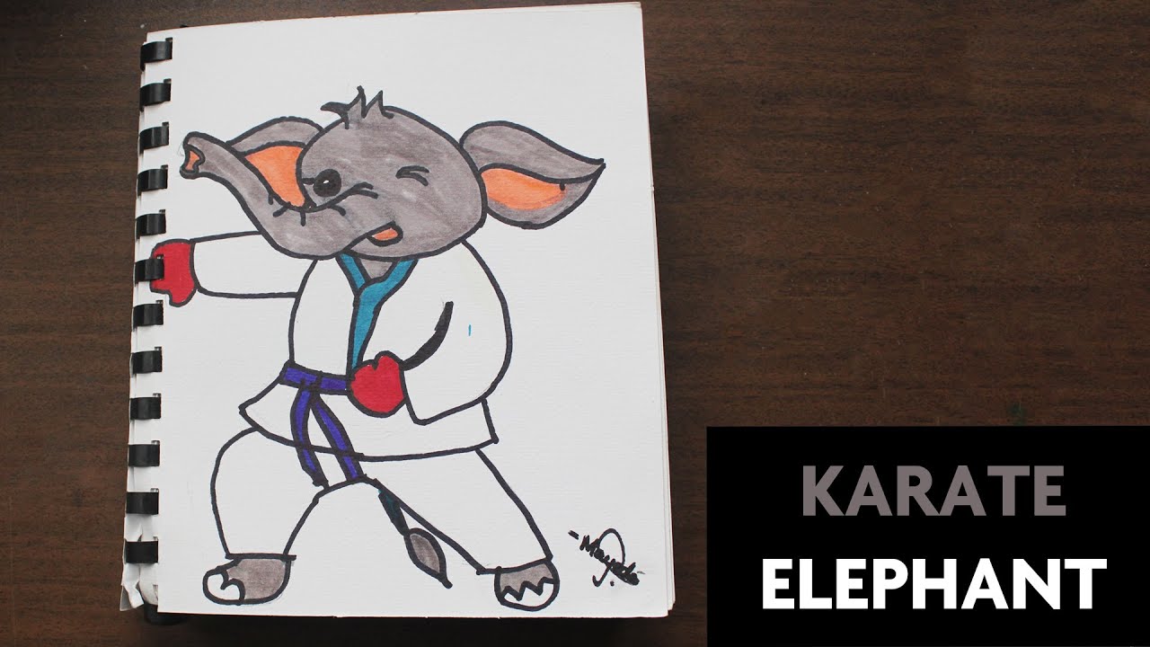 Episode 14: Karate Elephant / Art therapy / Animal Art / Time lapse art ...