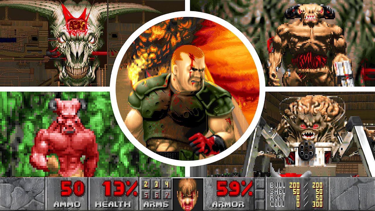 DOOM + DOOM II Enhanced - All Bosses + All Endings - YouTube