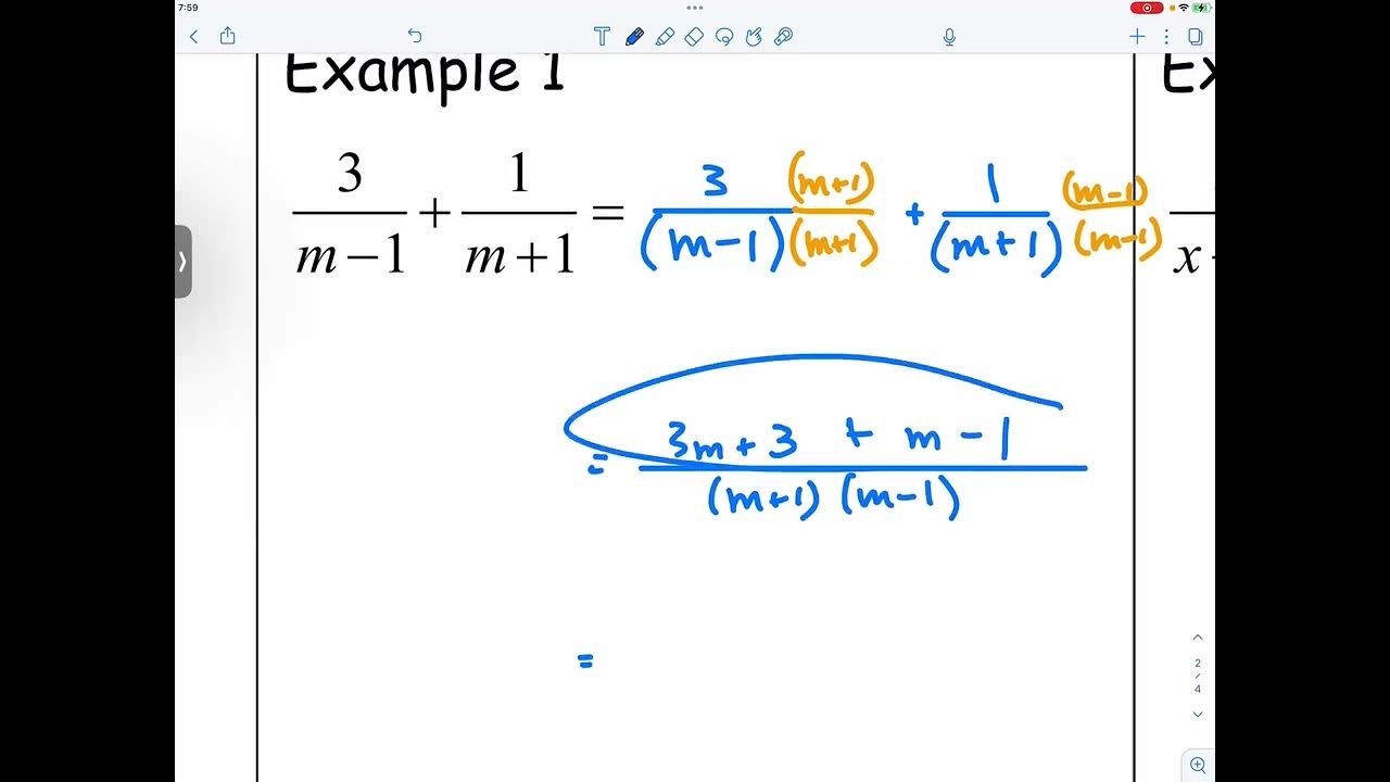 [Alg2] Adding Rational Expressions with Different Denominators - YouTube