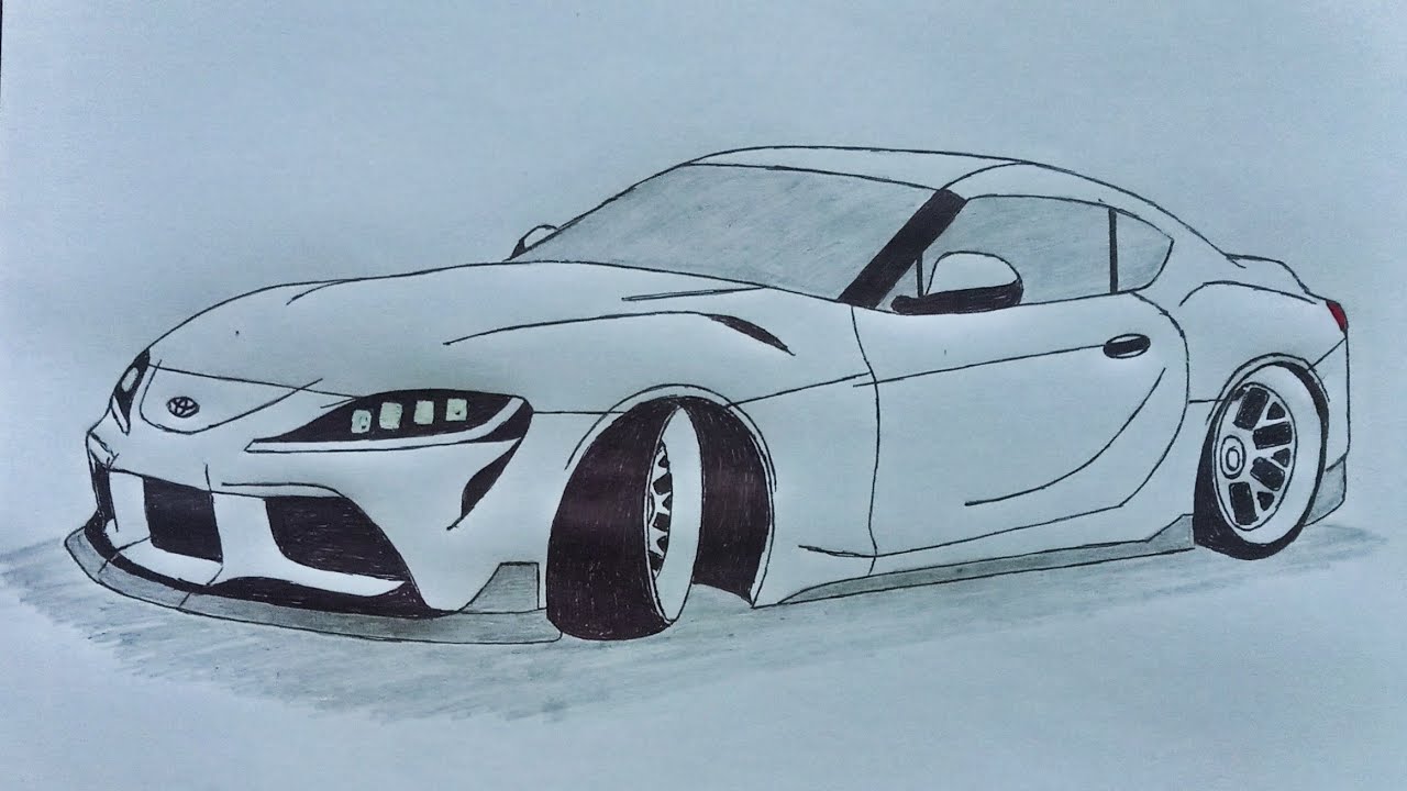 Cara Menggambar Mobil Toyota GR SUPRA / how to draw a TOYOTA GR SUPRA ...