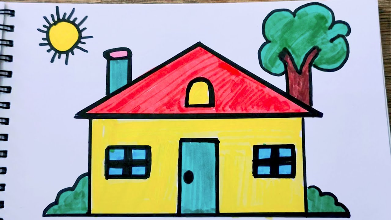 House Drawing| Draw a simple house step by step easy| Ghar Drawing| # ...