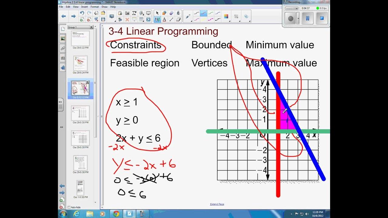 Algebra 2 3-4 vocabulary Linear Programming - YouTube
