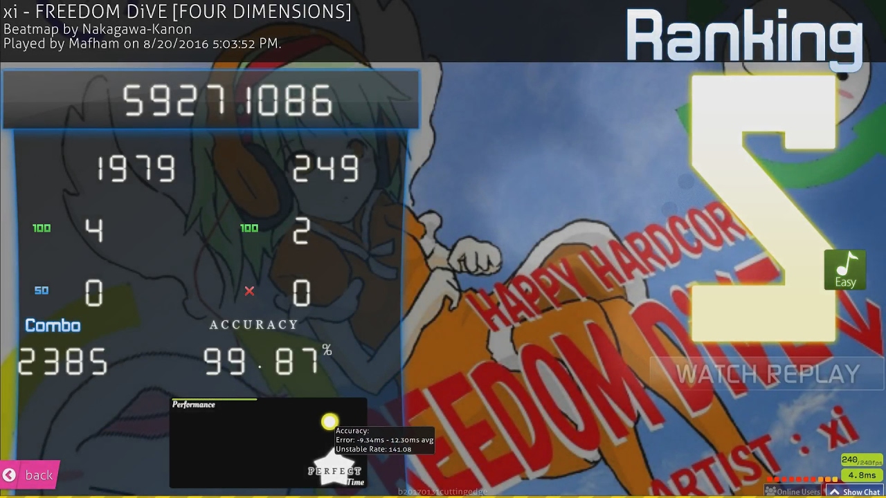 osu! - xi - FREEDOM DiVE [FOUR DIMENSIONS] +EZ 99.87% FC - YouTube