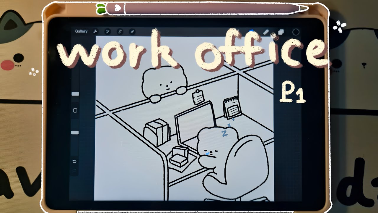 drawing on ipad with procreate - work office | p1 - draw outline - YouTube
