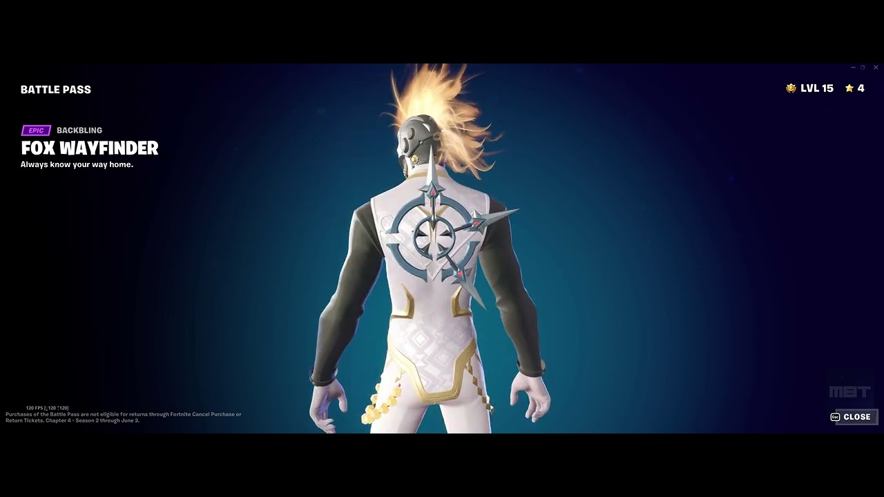 [SHOWCASE] FORTNITE BATTLE PASS REWARDS: BACKBLING FOX WAYFINDER - YouTube
