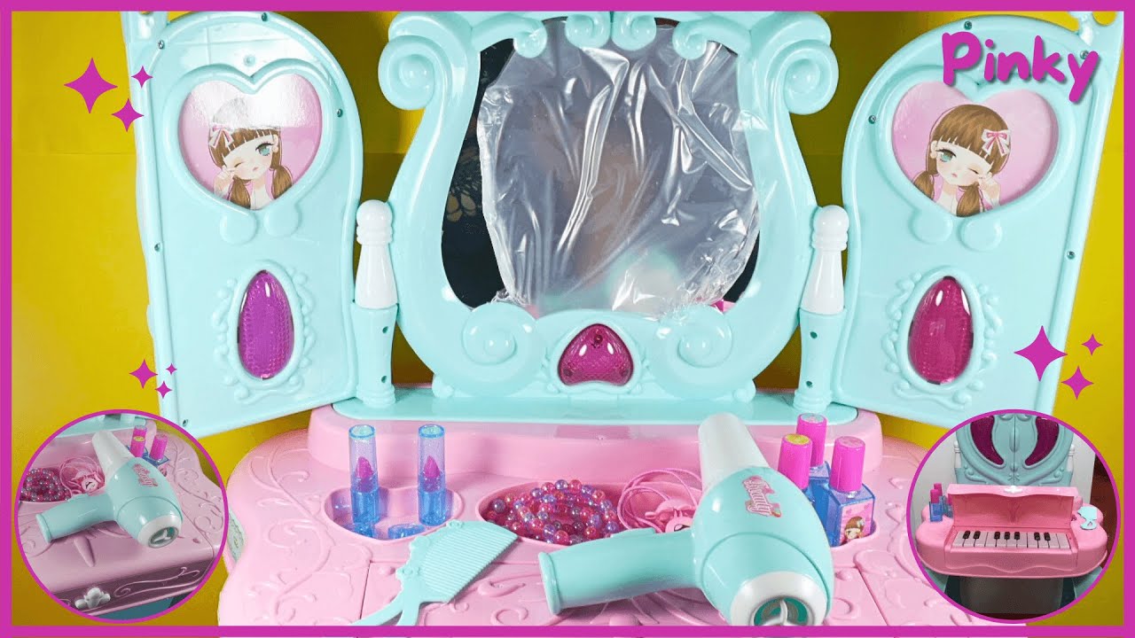 👸 Disney Princess Magic Mirror with Piano Dresser Toy Unboxing Video ...