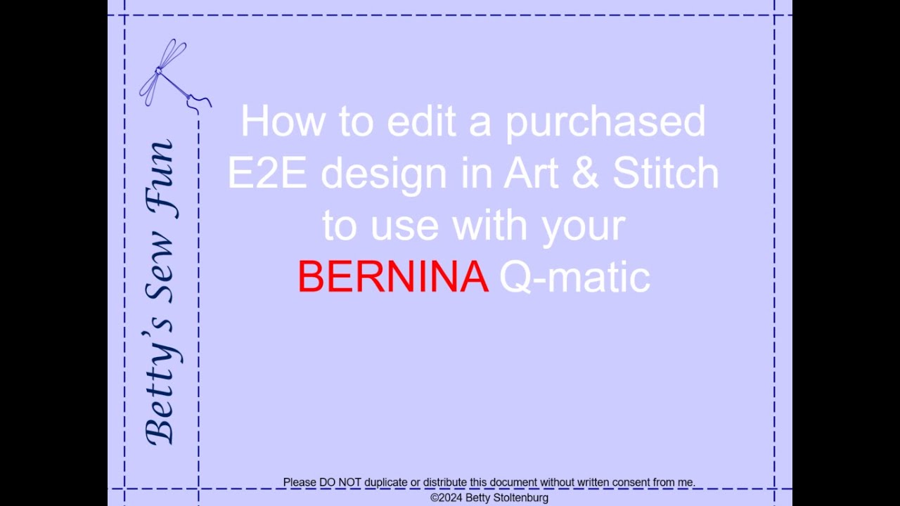 How to fix an E2E design in Art & Stitch to use in your BERNINA Q matic - YouTube