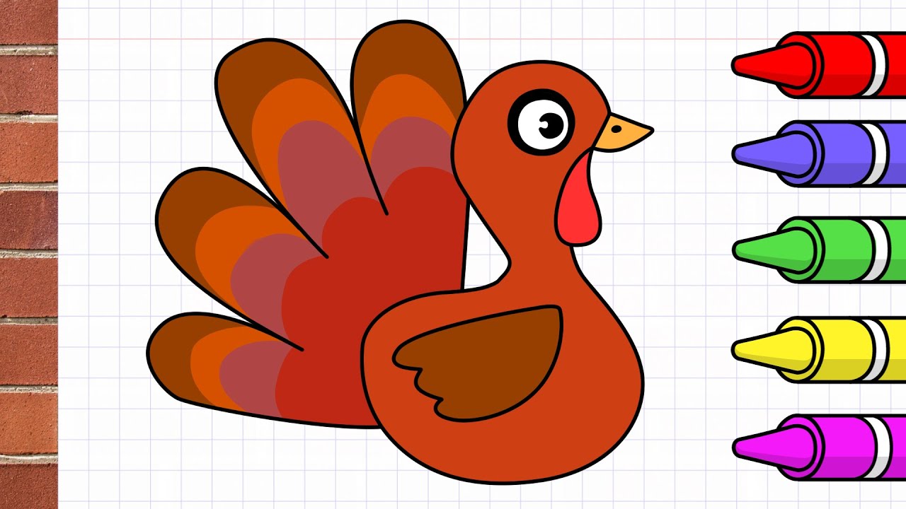 How to Drawing and Painting a Cute Turkey / Step by Step / Sweet ...