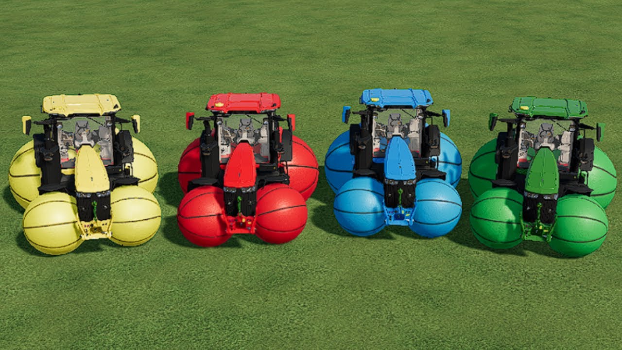 TRANSPORT OF COLORS ! WHEELS ON THE TRACTORS ! GIANT BASKET BALL WHEELS ...