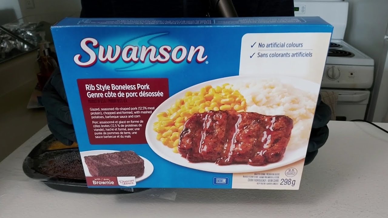 Swanson Rib Style Boneless Pork TV Dinner REVIEW - YouTube