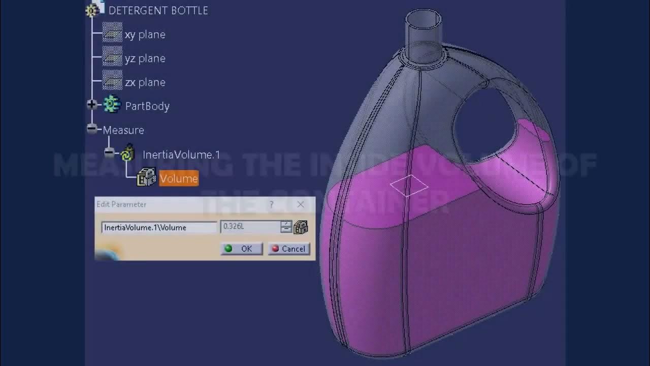 SURFACE DESIGN AND MEASURING CAPACITY OF DETERGENT BOTTLE (CATIA V5 Tutorial) - YouTube