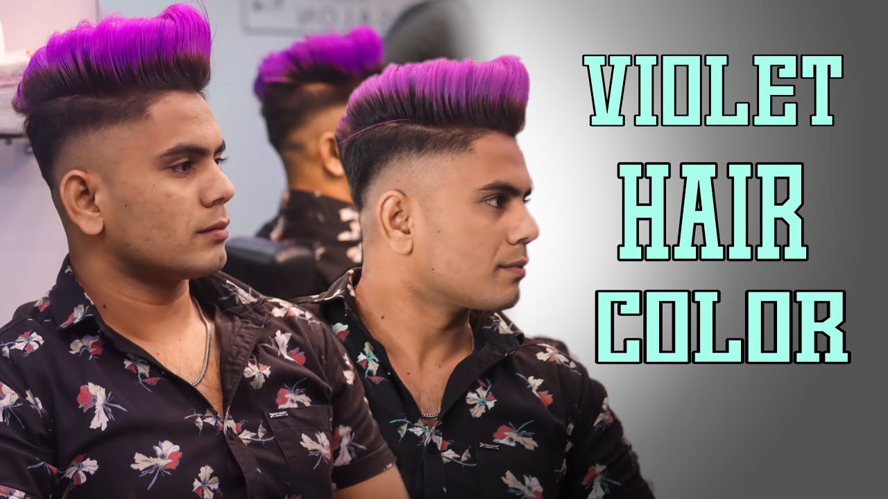 Haircut and Violet Hair colour for men | Saif Sayyed - YouTube