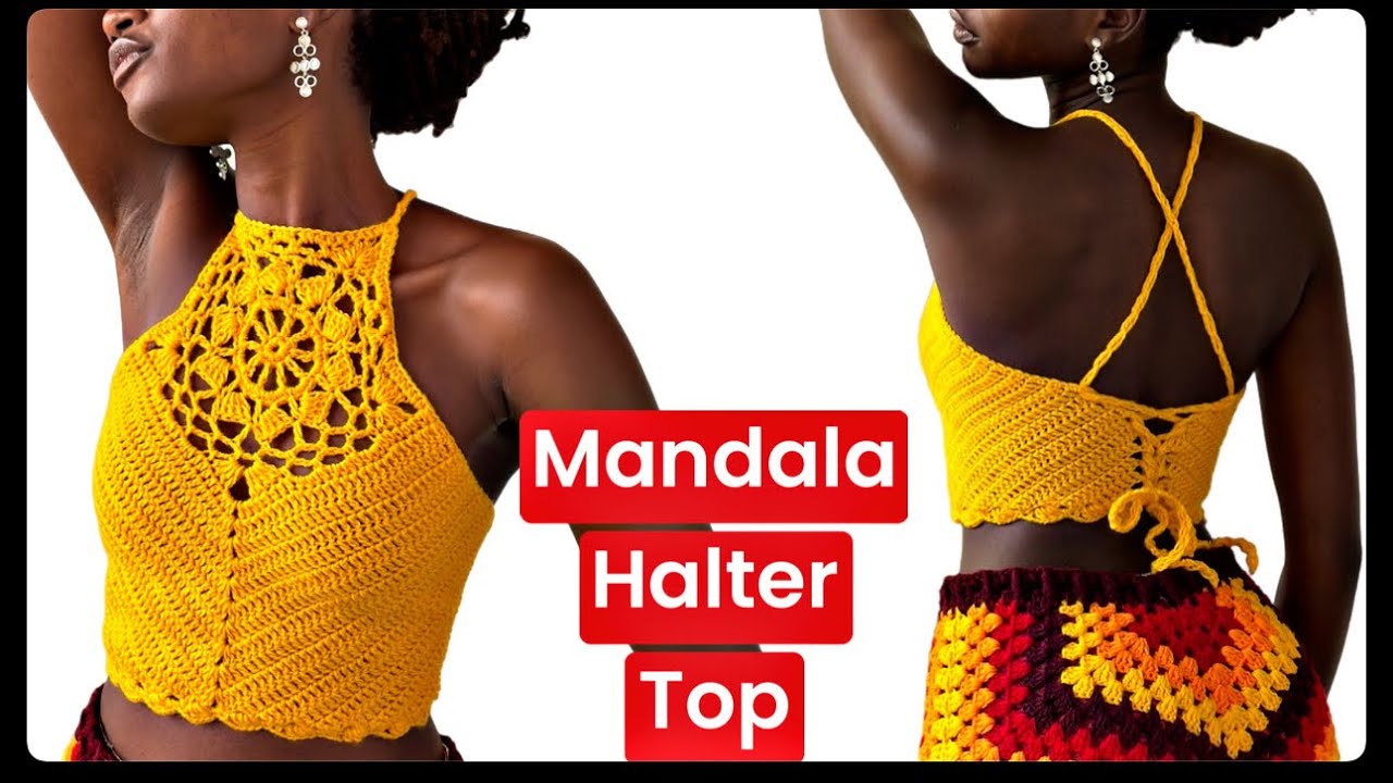 Mandala crochet halter top tutorial - YouTube