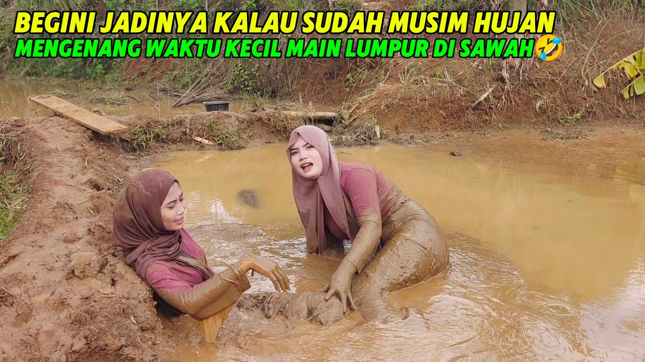 RUNGKAD SAHABAT🤣‼️NENG YULI DAN NENG LIA GADIS DESA CANTIK MANDI LUMPUR DI SAWAH - YouTube