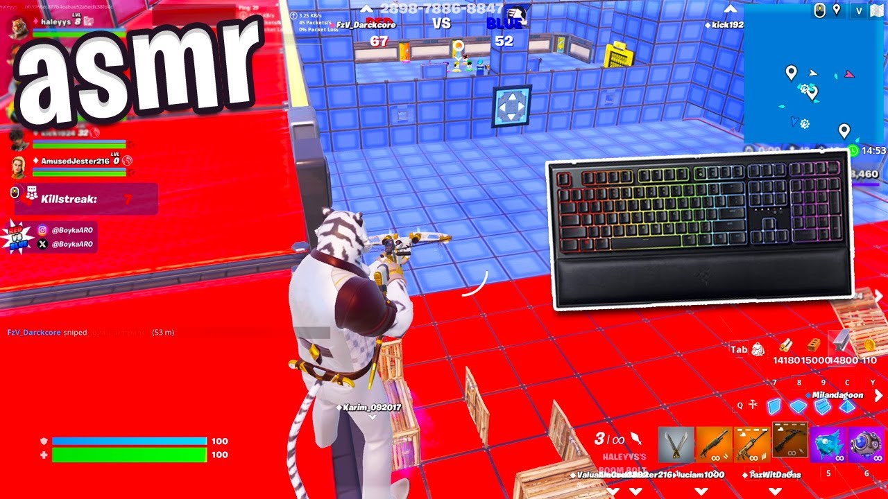 [ASMR] Fortnite Red vs Blue 😴 (Razer Ornata Keyboard Sounds) - YouTube