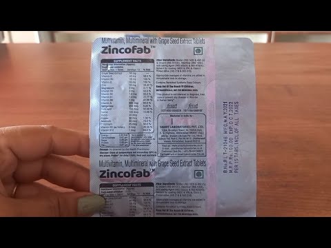 Multivitamin, Multimineral and Grape Seed Extract Tablet |Zincofab|uses ...
