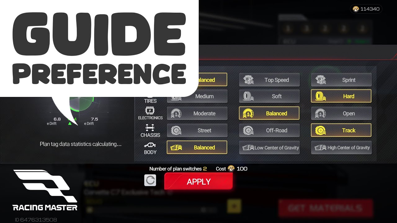 PENJELASAN DETAIL PREFERENCE! Engine, Tires, Electronics, Chassis ...