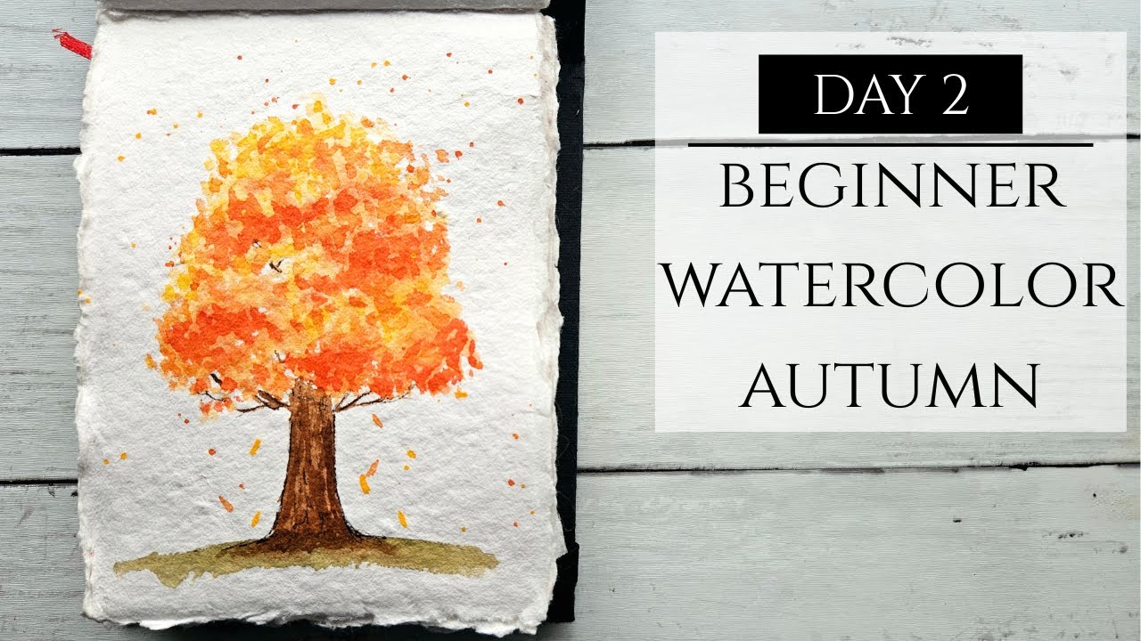 Day 2: Easy Watercolor Autumn Tree | Step-by-Step Tutorial - YouTube