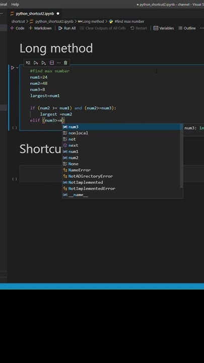 Python Shortcut Tips&Tricks Part 2 Shorts ( Find Largest number) # ...