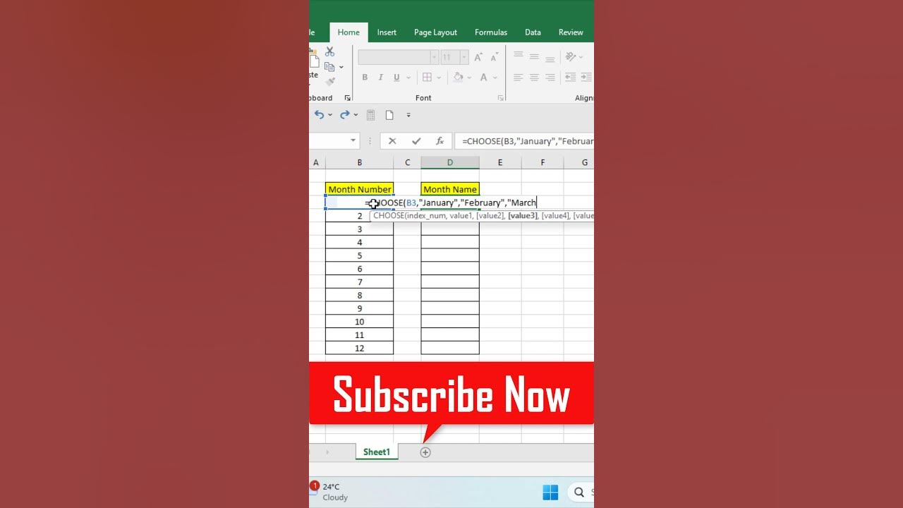 Convert Month Number To Month Name In Excel Using Choose Function Excel Excelformula