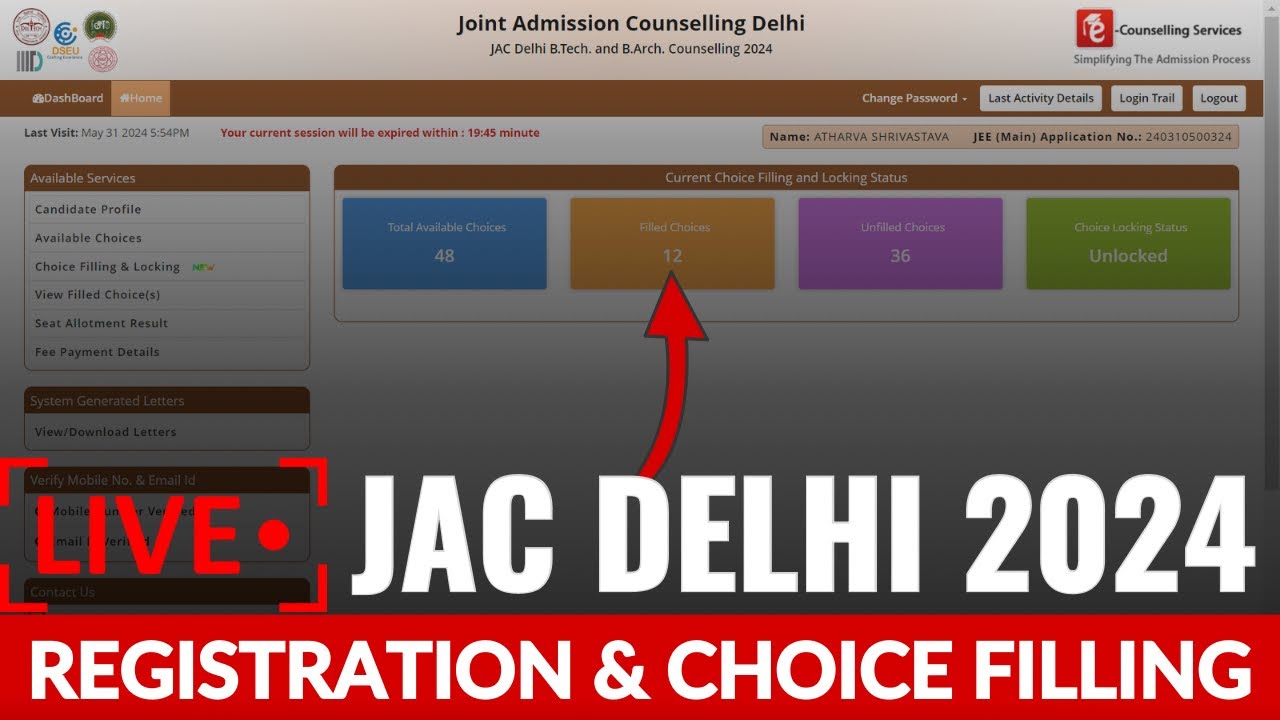jac delhi counselling 2024 step by step registration and choice filling ...