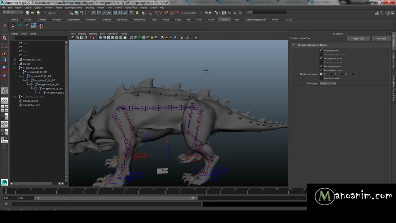 maya tutorial - quadruped rigging pt9 spine pt1 1080p - YouTube