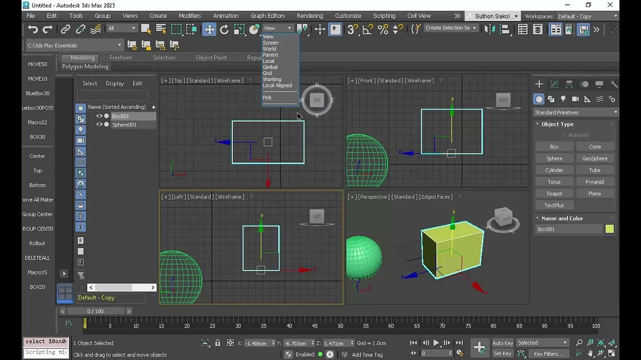 3ds max 2023 Lesson 007 Position objects with Select and Move - YouTube