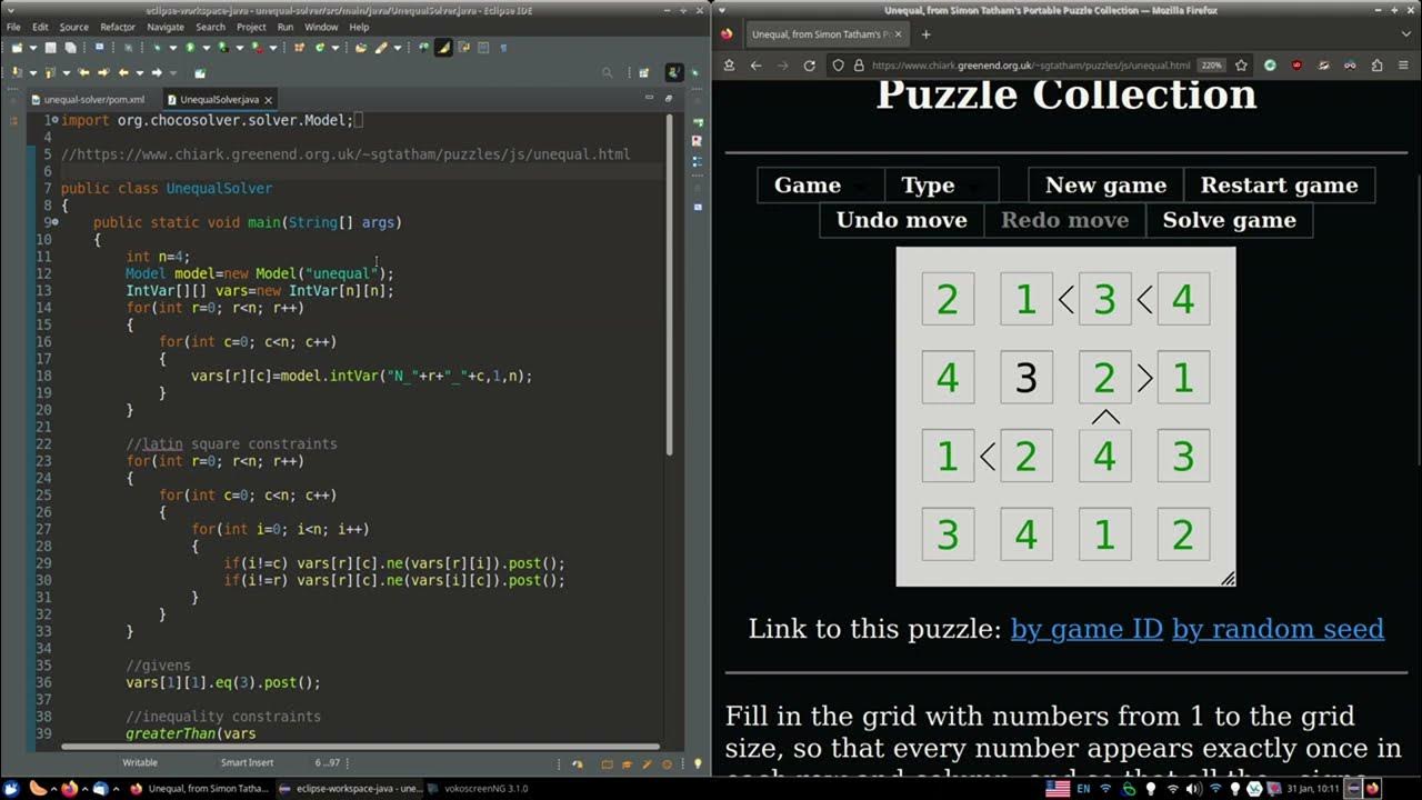 Unequal + Choco Solver in Java (★☆☆) - YouTube
