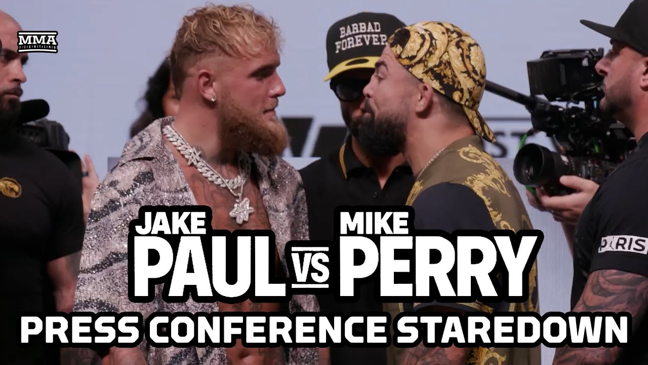 Jake Paul vs. Mike Perry Press Conference Staredown | MMA Fighting ...