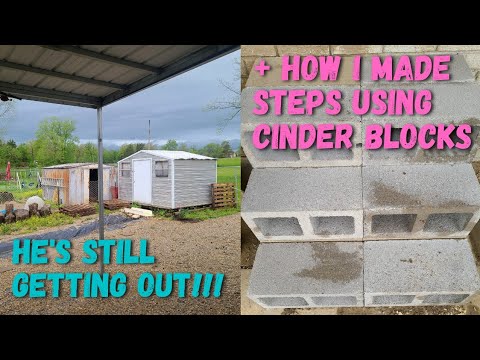 DIY cinder block steps AND Samson is still GETTING OUT! - YouTube